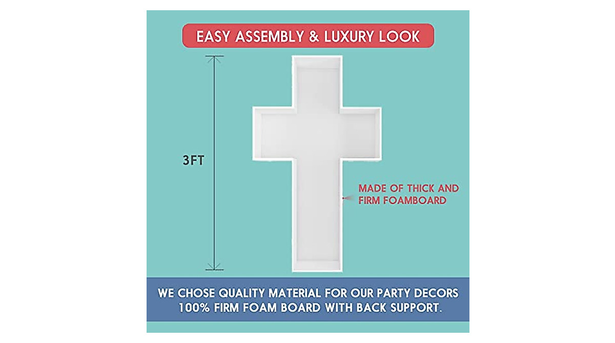 3FT Cross Balloon Mosaic Frame DIY Kit - First Communion Decor