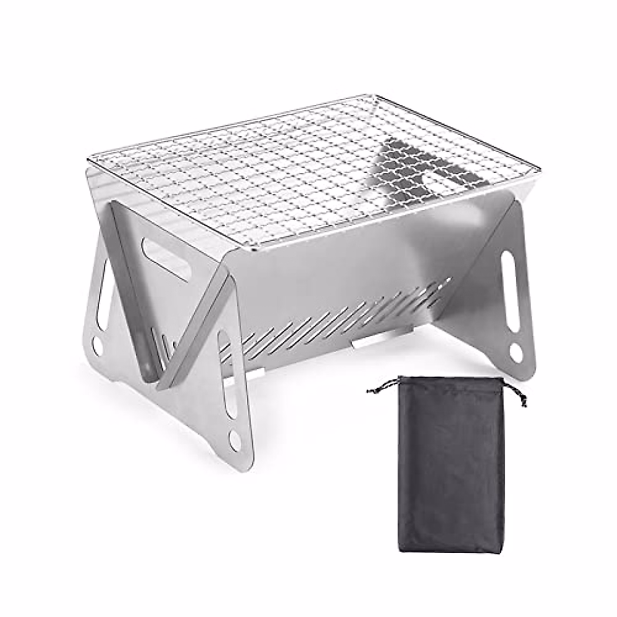 TTSITG Portable Grill, Folding Barbecue Charcoal Grill, 1-2 People Lightweight Barbecue Grill Tools with Storage Bag Outdoor Tabletop Grill for Outdoor Cooking, Camping, Hiking, Picnics