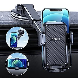 Xooec Car Phone Holder Mount [Durable & Super Suction] Cell Phone Mount for Car Dashboard Air Vent Windshield Universal 360 Hands Free Stand for iPhone 13 12 11 Pro Max Samsung Galaxy Note S21 Ultra