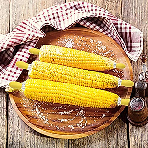 Recoil Corn Cob Holders Skewers BBQ Twin Prong Holders, Corn Dishes and Butter Spreader Set Kits, Includes 8 Corn Cob Holders, 4 Corn Dishes and Butter Spreader
