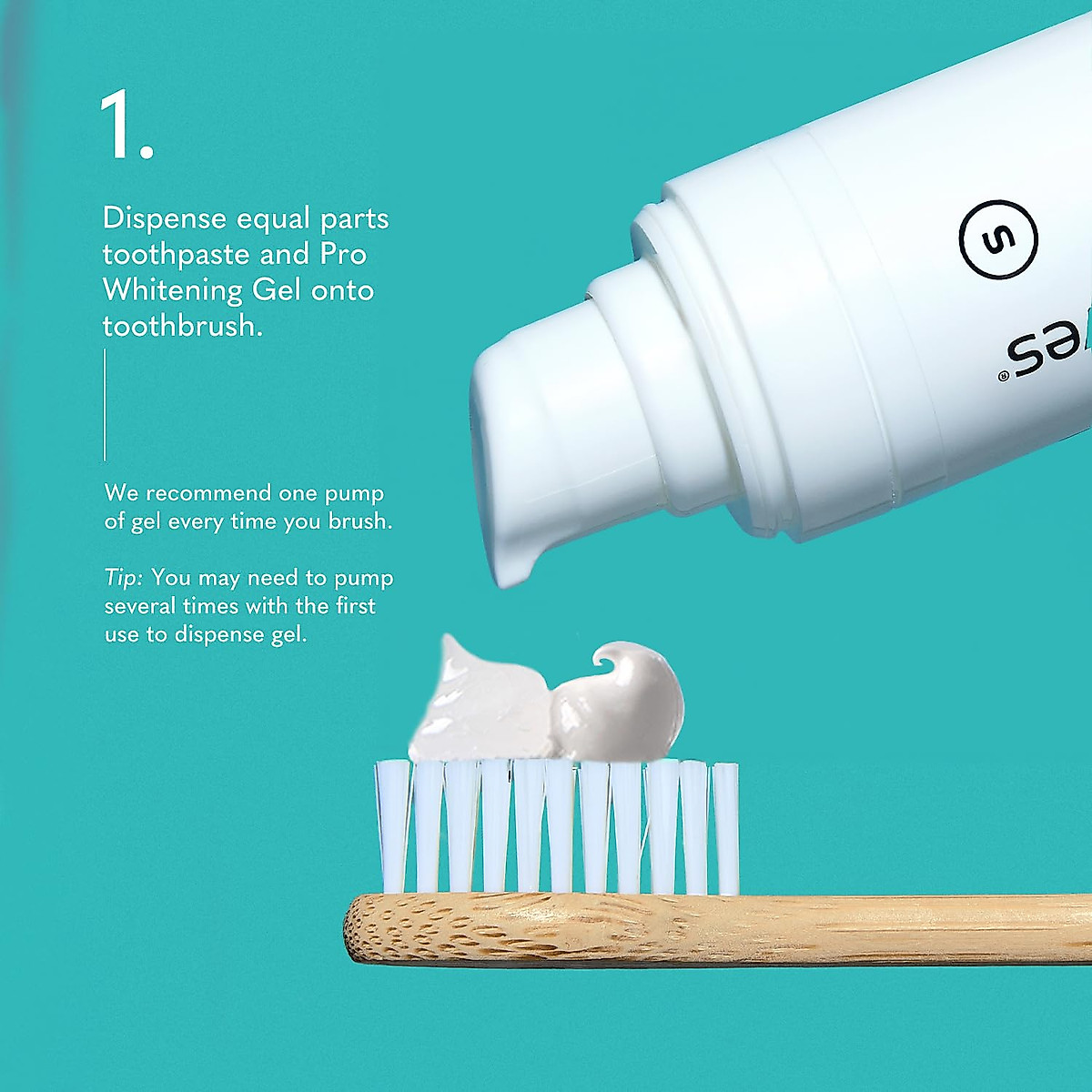 Smileactives Teeth Whitening Gel for Toothpaste with Clinical-Grade Hydrogen Peroxide, Tooth Stain Remover for White Teeth, Dentist Quality Pro Whitening Gel to Remove Stains, 90 Day, 3.8 oz Bottle