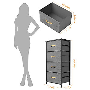 ROMOON Dresser for Bedroom, Storage Tower with 4 Drawers, Fabric Dresser with Easy Pull Handle, Clothes Organizer for Living Room, Hallway, Entryway, Closets (Dark Grey)