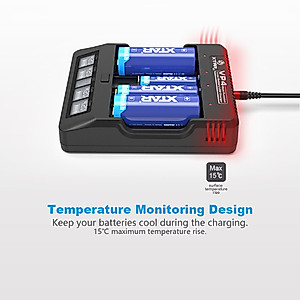 Universal 18650 Battery Charger, XTAR VP4 Smart Charger w/ LCD Display & Car Charger for Rechargeable Batteries Li-ion 18650 26650 26500 22650 18490 17670 17500 17355 and More (Full Set)