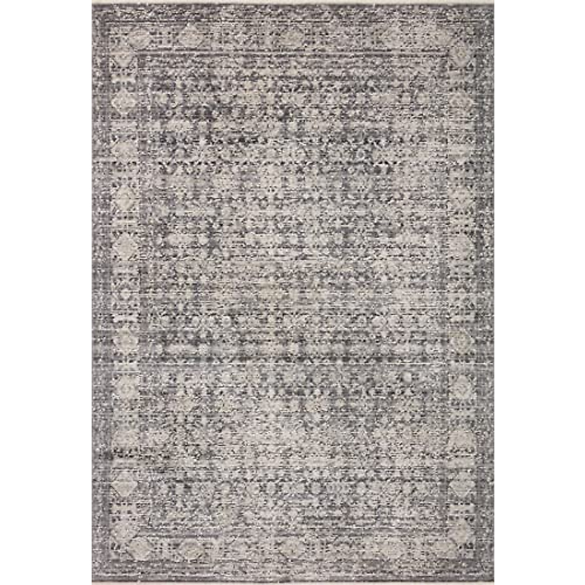 Amber Lewis x Loloi Alie Collection ALE-03 Charcoal / Dove, Traditional 18" x 18" Sample Rug