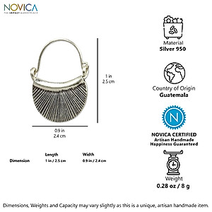 NOVICA Artisan Handmade Silver Hoop Earrings Fine No Stone Thailand [1 in L x 0.9 in W] 'Diva'
