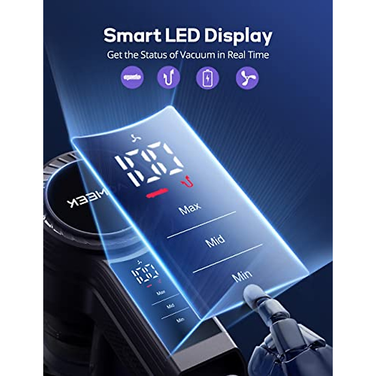 Voweek Cordless Vacuum Cleaner, 250W Powerful Stick Vacuum, 6 in 1 Lightweight Vacuum Cleaner with 3 Modes, LED Display, 40Mins Runtime Handheld Vacuum for Home Pet Hair Car