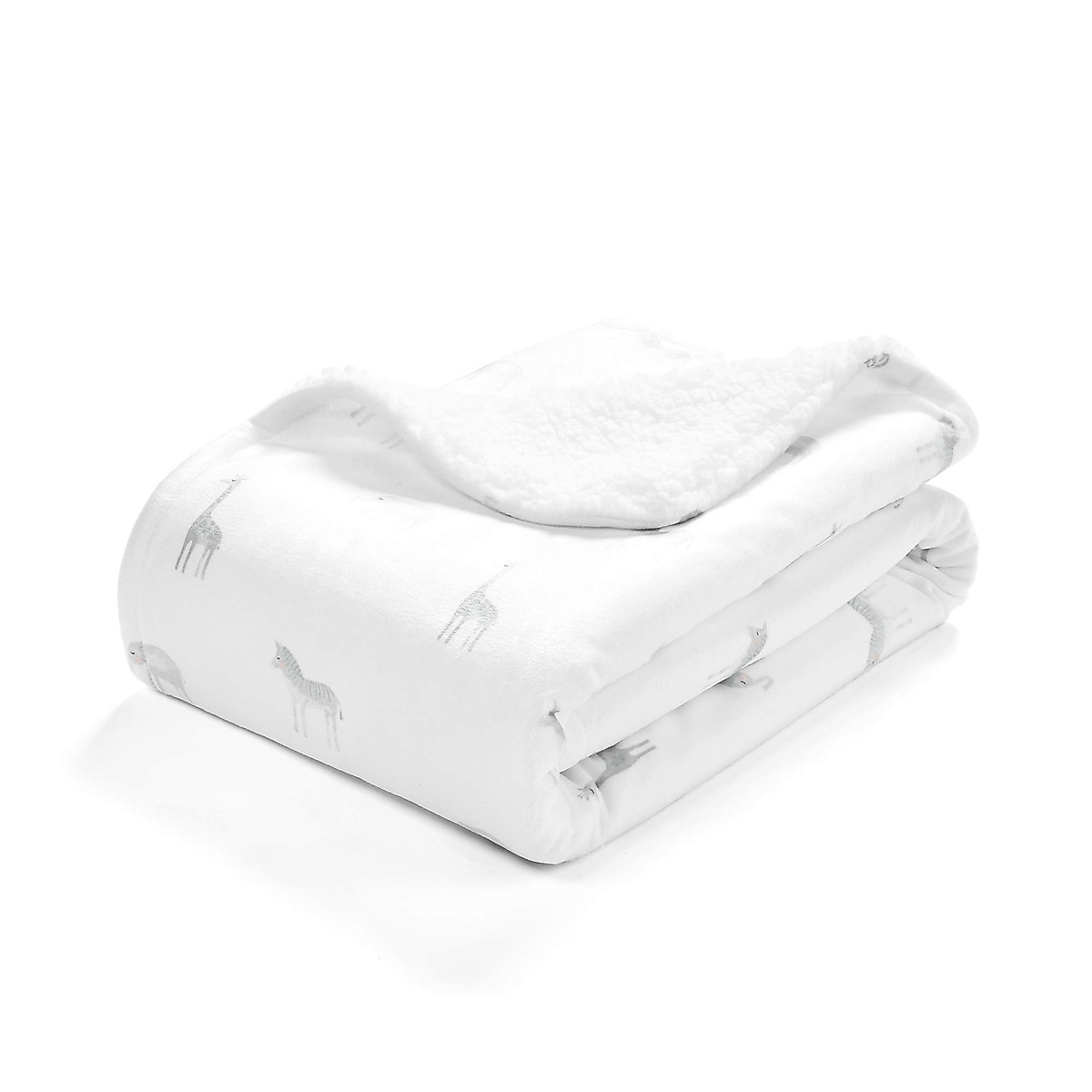 Lush Decor Baby Jungle Adventure Sherpa Blanket, Gray 30" x 40"