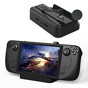Charging Dock for Steam Deck Stand, NEWENMO Non-slip Base Station for Steam Deck Dock, 3-in-1 ONLY Charging Portable for Steam Deck Accessories, Stand for Valve Steam Deck Handheld for Gaming
