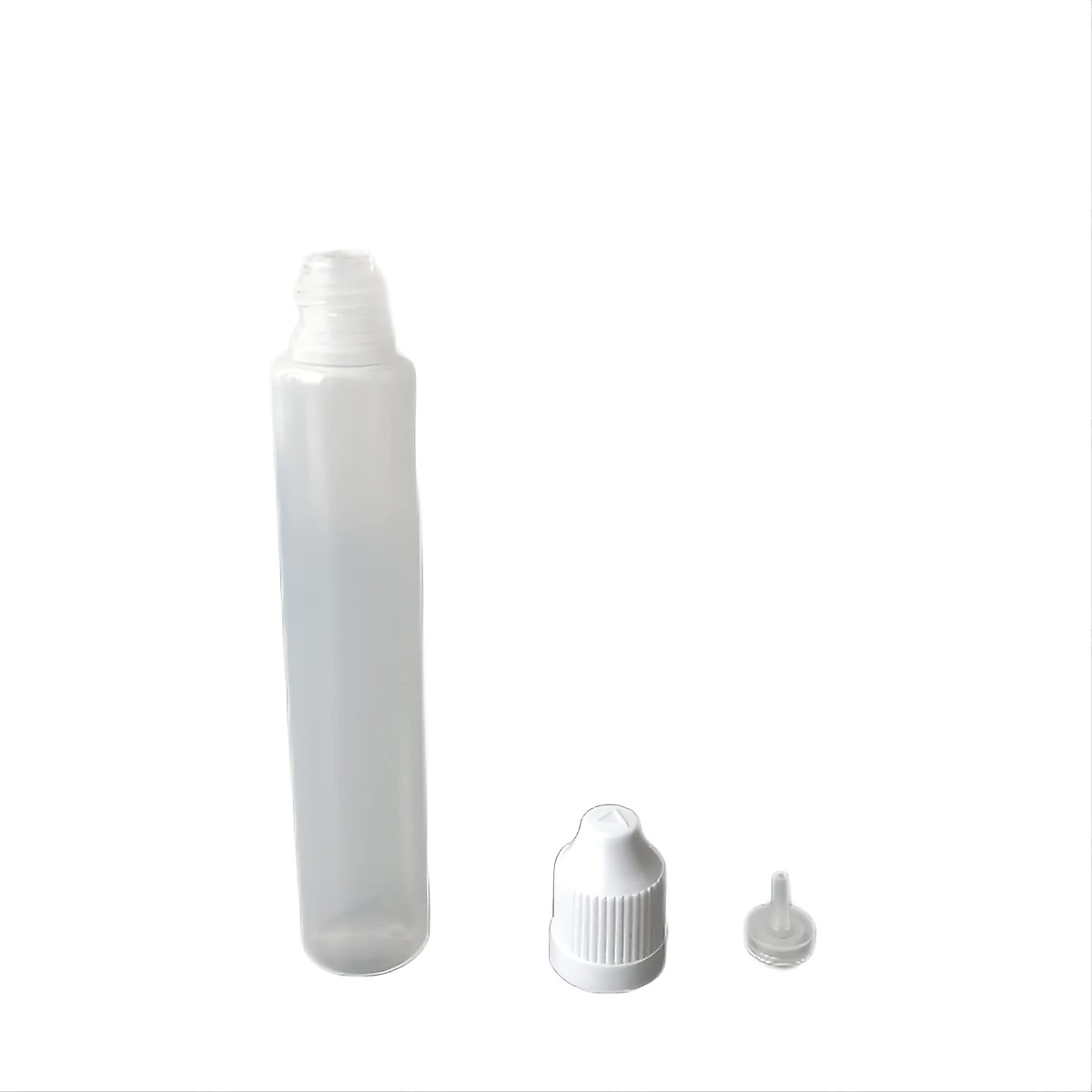 (60 Pack, Multi Color Caps) 30ml PE Pen Plastic Bottle with Childproof Cap for Vape Liquid, Light Oil, Paint, Eye Drops