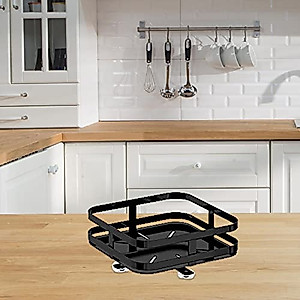 Fenteer Turntable Spice Rack Lazy Susan,360°Rotating Spice Racks for Kitchen Cabinet,Turntable Organizer for Cupboard, Refrigerator, Bathroom, Cosmetic, Table, Square 1 Tier