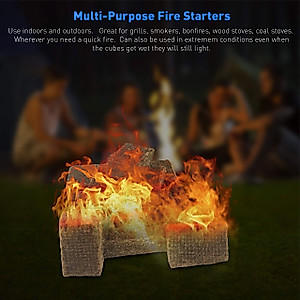 EasyGo Product Eco Cubes Fire Starter Squares Great Lighter for Chimney, Charcoal Grill, Fireplace, Campfire, Pellet Stove, Wood Stove - Qty 72