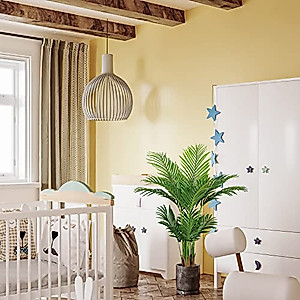 VIAGDO Artificial Kentia Palm Tree 4ft Tall Fake Palm Tree Decor with 15 Trunks Faux Tropical Palm Silk Plant Potted Dypsis Lutescens Plants for Modern Home Office Floor Corner Decor Indoor, 2 Pack