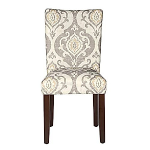 HomePop Parsons Classic Upholstered Accent Dining Chair, Set of 2, Taupe and Cream Medallion