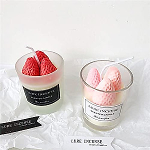 Scented Candle Strawberry Shape,120G Aroma Decorative Candle Gift in Glass Jar 12 Hours,Handmade Soy Wax Candle for Table Photo Prop Birthday,Prefect for Meditation Stress Relief Mood Boosting Bath