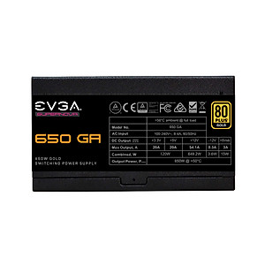 EVGA SuperNOVA 650 Ga, 80 Plus Gold 650W, Fully Modular, ECO Mode with Dbb Fan, 10 Year Warranty, Compact 150mm Size, Power Supply 220-GA-0650-X1
