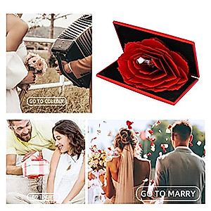 iSuperb Rose Ring Box Creative Velvet Rose Engagement Jewelry Box for Wedding Jewelry Gift Box (Red)