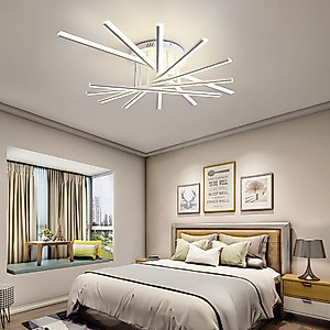 Gdrasuya10 Modern Ceiling Light, LED Flush Mount Chandelier with 7 Light Neutral White Geometric Linear Ceiling Light for Kitchen Foyer Dining Room Living Room Bedroom