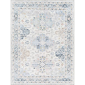 Artistic Weavers Lavadora Machine Washable Vintage Area Rug, 9'3" x 12', Light Blue