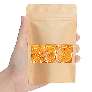 DMPACKDM 100Pcs Small Kraft Stand Up Pouch Bags, 3.5x5.5 Inches Kraft Stand Up Pouches with Window,Resealable Zip Lock, Heat-Sealable,Suitable for Home or Business