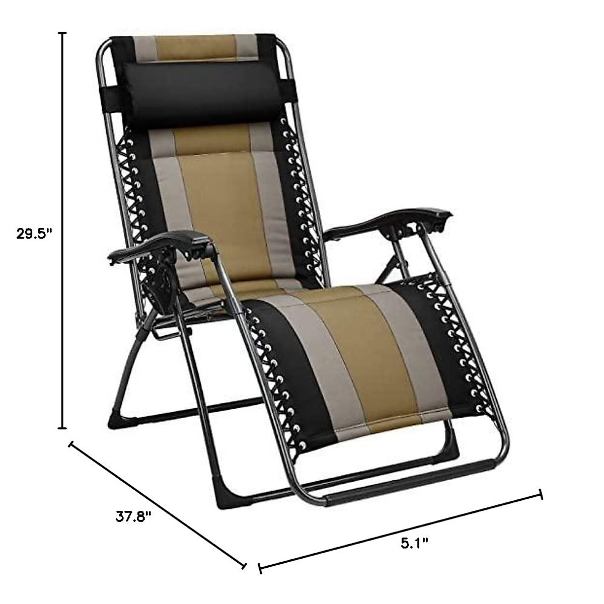 Amazon Basics Outdoor Padded Adjustable Zero Gravity Folding Reclining Lounge Chair with Pillow - Black
