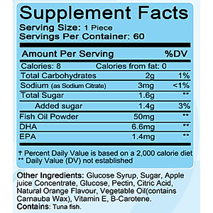 60 Gummies | 2 Months Supplies | Tasty Orange Flavor | 4+ Years | Omega-3 with EPA & DHA, Omega 3 for Kids, Omega 3 Gummies, Fish Oil Gummies, Omega-3 Fatty Acids Gummies