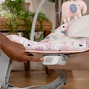 Ingenuity Keep Cozy 3-in-1 Grow with Me Vibrating Baby Bouncer Seat & Infant to Toddler Rocker, Vibrations & -Toy Bar, 0-30 Months Up to 40 lbs (Pink Burst)