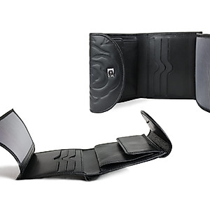 GIUDI Women`s Wallet Small Floral Print Leather Black