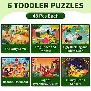 Puzzles for Kids Ages 3-5，Toddler Puzzles 48 Piece Jigsaw Puzzles for Preschool Children Learning Educational Puzzles Toys Gift Set for Boy and Girl (6 Puzzles)