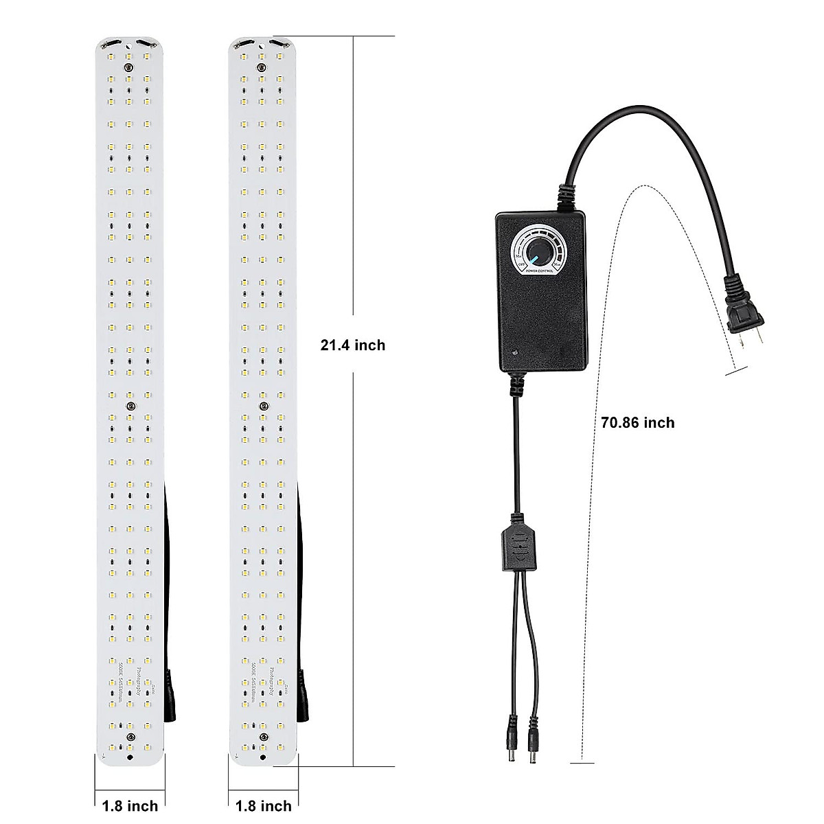 4pcs LED Light Boards with 2pcs Dimmable AC/DC Power Adapters for Konseen Product Photography Light Box,110V~220V, 96 LEDs Lamp Beads on Each Light Board