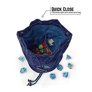 Dundra Multipocket Dice Bag - DND Velvet Pouch - Large Dice Bags for D&D with Pockets - Soft Case for RPG Dice Storage - Drawstring Pouches for Role Playing Games Dice Set - Polyhedral Bag (Brown)