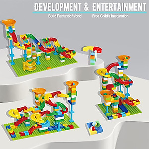 Anpcso 2-in-1 Kids Toys for 2 3 4 5 6 7 + Year Old Boys Girls Toddlers Upgrade Classic Big Bricks Marble Run Building Blocks, Toss Ring Games Compatible with All Major Brands for Christmas Birthday