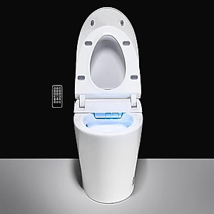 Wonder Comfort Smart Toilet with Remote/Foot Sensor/Various Washing Settings/Heated Seat, Tankless-Bidet-Toilet with Knob Control/Automatic Powerful Flush/Auto Shut-off