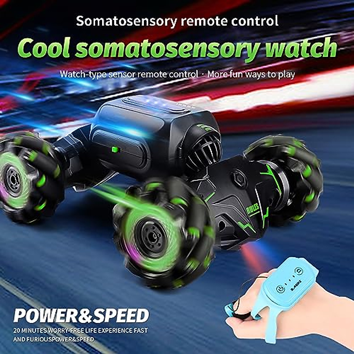Gesture Sensing RC Stunt Car Toys for 8-12 yr Boys&Girls Best Birthday Gifts- 2.4 Ghz 4WD 360°Spins Hand Controlled All Terrains Monster Truck Car Birthday Presents for Kids Age 8 9 10 11 12yr