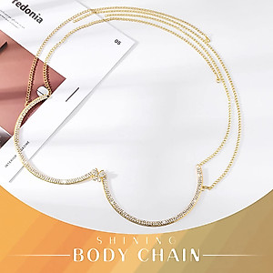 Jeweky Rhinestone Body Chain Gold Chest Bracket Chains Bra Body Jewelry Bikini Nightclub Body Jewelry Accessories for Women