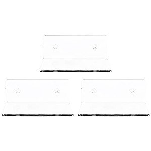 MyGift Wall Mounted Premium Clear Acrylic Floating Shelf, 4.5-Inch Collectibles and Figurine Display Rack, Set of 3