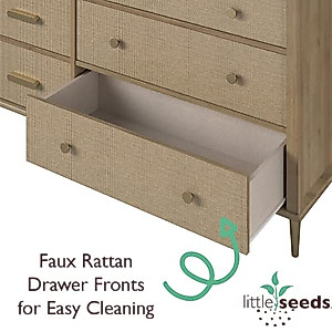 Little Seeds Shiloh Convertible 3 Drawer Dresser, Natural and Faux Rattan