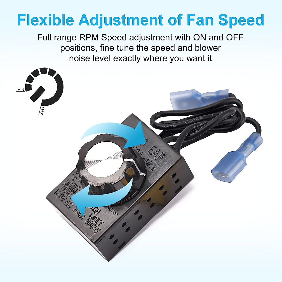 Hipoilk Full Range Rheostat Variable Speed Controller with On/Off Position, Fan Speed Control for Fireplace and Stove Blowers