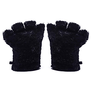 Odema Womens Winter Warm Gloves Cosplay Cat Paw All Cover Mittens for Girls