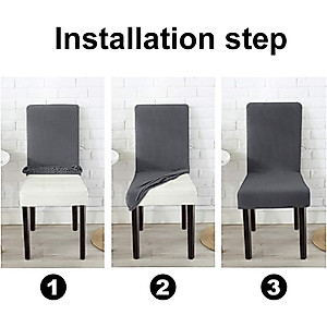 NORTHERN BROTHERS Dining Room Chair Covers Stretch Chair Covers, Removable Washable Parsons Kitchen Chair Covers Set of 4, Dark Grey