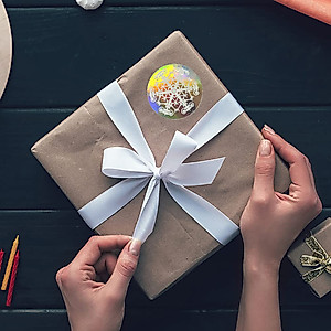 UUYYEO 500 Pcs Holographic Snowflake Stickers Christmas Adhesive Stickers Round Label Stickers for Envelope Cookie Candy Box 2.5CM