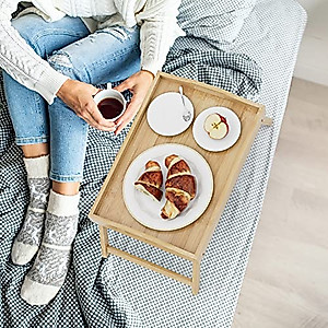 RichFire Bed Tray with Handles and Foldable Legs, Bamboo Bed Table Bed Desk, Breakfast in Bed Tray for Food and Snacks