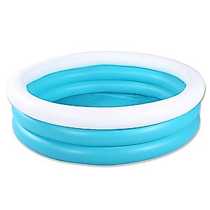 Inflatable Kiddie Pool, 60"x16" Thick Guardrail Swimming Pool for Kids, Blue & White Blow Up Pool for Kids Indoor Party Games, Wading Pool for Outdoor Backyard