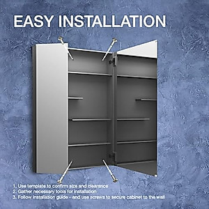 Kohler Maxstow Frameless Surface Mount Bathroom Medicine Cabinet, 30" W X 40" H, Dark Anodized Aluminum