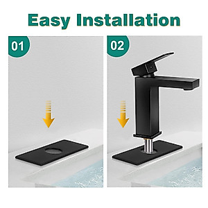 GZJoSum 6 Inch Sink Hole Cover Deck Plate, Faucet Hole Cover Plate for 1-3 Hole Bathroom Mixer Tap, Rectangle Stainless Steel Kitchen Escutcheon Plate (Matte Black)