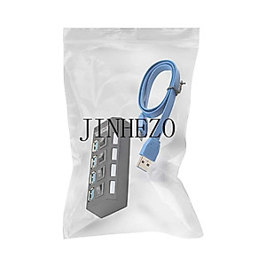 JINHEZO 4-Port USB 3.0 Hub, Data USB Hub, 22 inch Extended Cable for MacBook, Mac Pro, Mac Mini, iMac, Surface Pro, XPS, PC, Flash Drive, Mobile HDD with Individual LED Power Switches Black