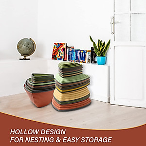 makarci Stepping Stones for Kids 12pcs Obstacle Courses Play Indoor Outdoor, Full Rubber Rim Plastic Hilltop for Kids Balance and Integration Improvement Age 3 4 5 6 7 8 + (Forest)