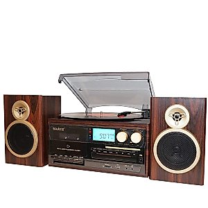 Boytone BT-28SPM, Bluetooth Classic Style Record Player Turntable with AM/FM Radio, CD / Cassette Player, 2 Separate Stereo Speakers