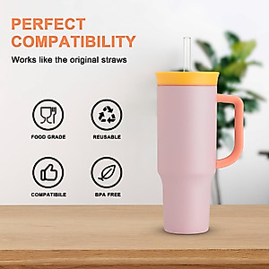 6Pack Replacement Straws for Owala 40oz Tumbler, Alwenid Reusable Clear Straws with Cleaning Brush, Compatible with Owala Water Bottle Cup Mug Accessories
