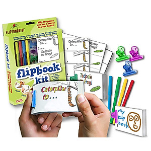 Fliptomania Bundle of 3 Flipbook Kits for Kids - Rocket & Robot, Frog and Butterfly, Dinosaurs - Save 15%