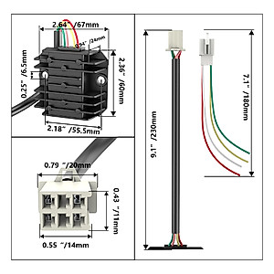 RUTU 4 Wire full wave Universal Voltage Regulator Rectifier Replacement - Boat Motor, Motorcycle, GY6 50 150cc Scooter, Moped, Go Kart, TAOTAO, ATV Rectifier- AC to DC Rectifier 12v Voltage Regulator